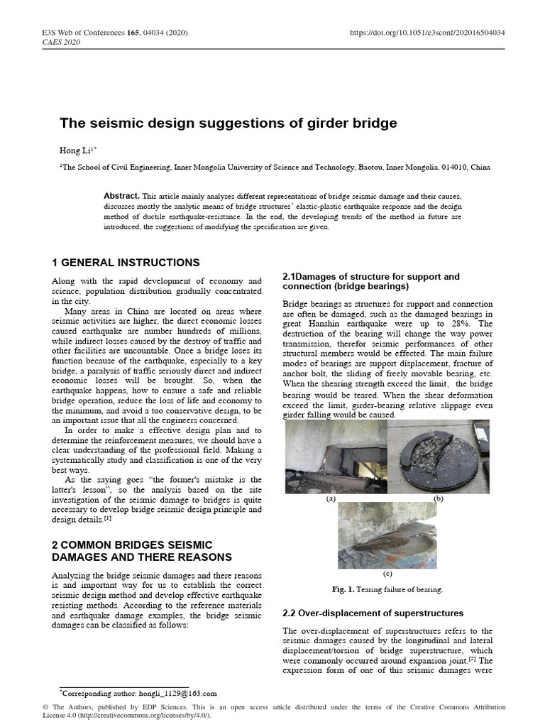 Seismic Design Guidelines for Girder Bridges | PDF | Earthquake ...