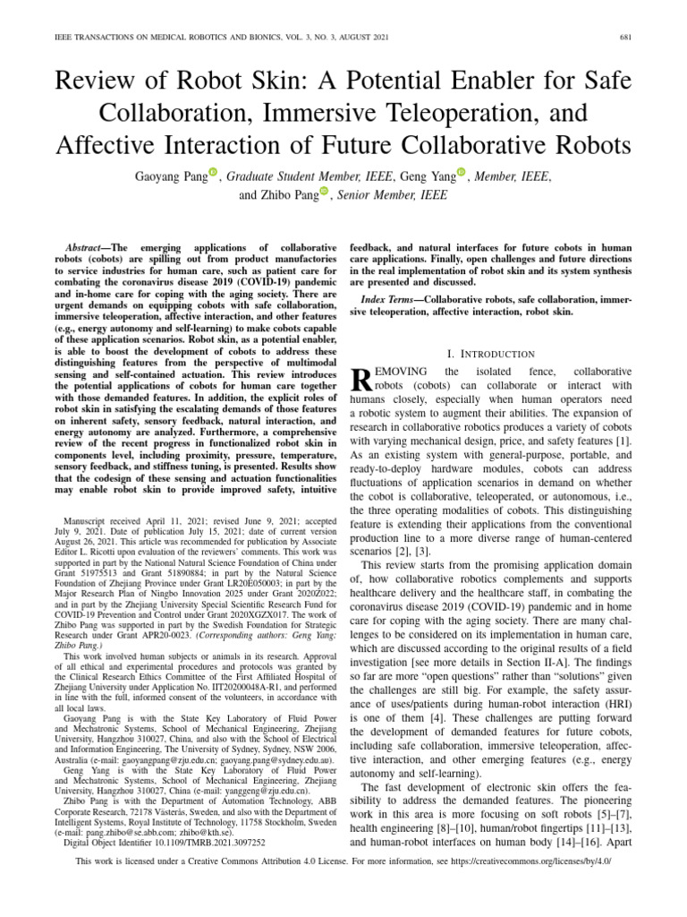 Review of Robot Skin A Potential Enabler For Safe Collaboration ...