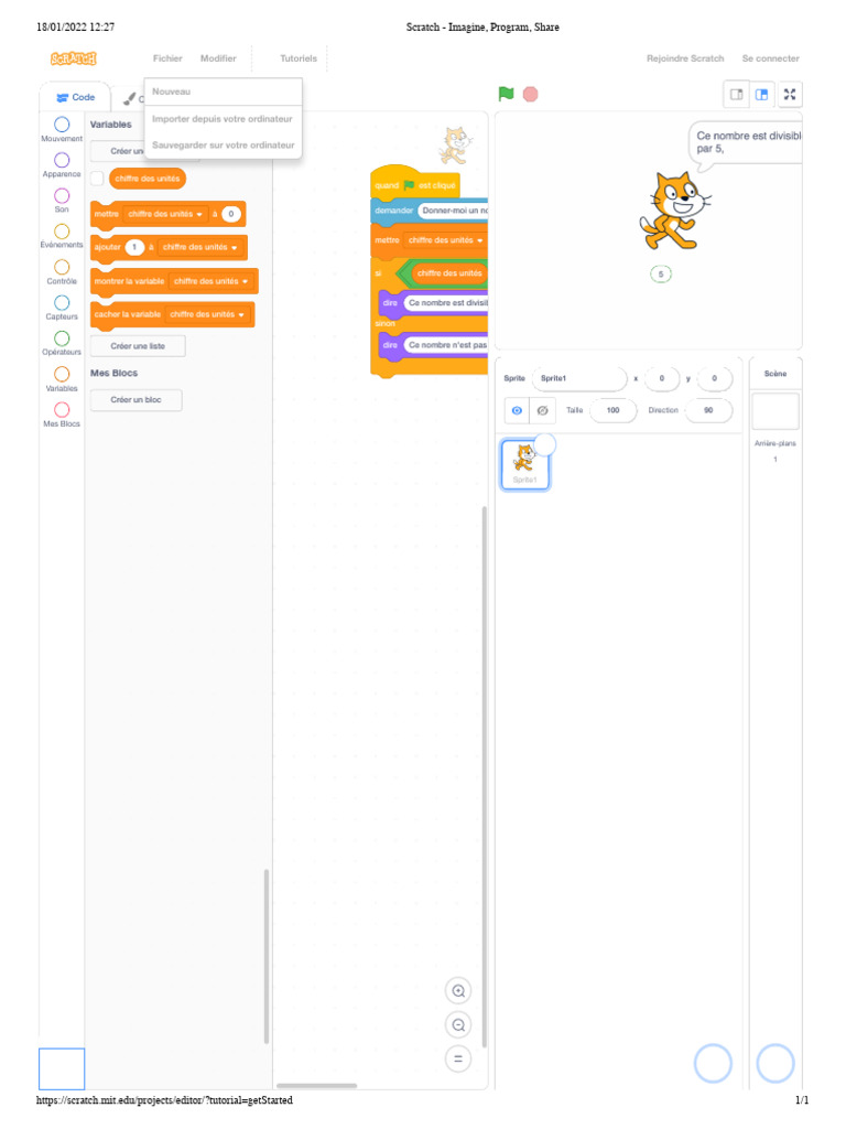 Introduction à Scratch : Programmation de base | PDF | Informatique