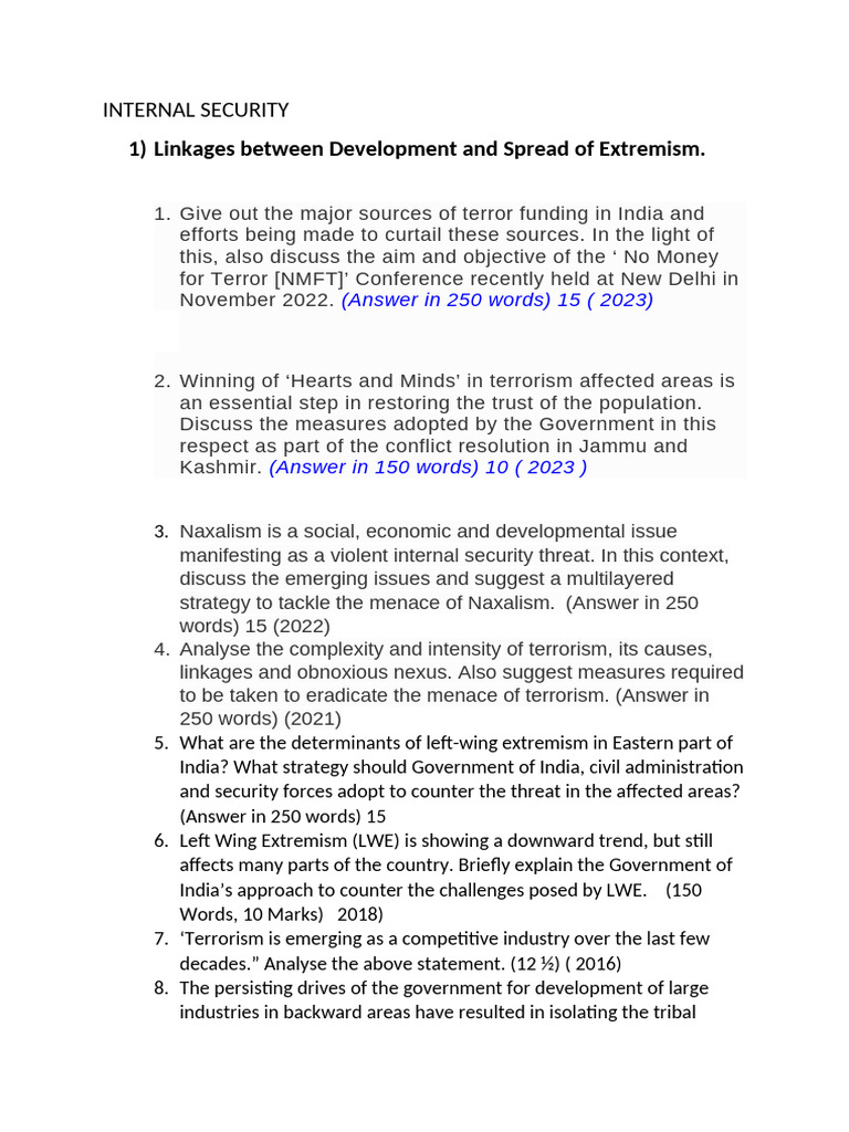 Internal Security Challenges in India | PDF | Computer Security | Security