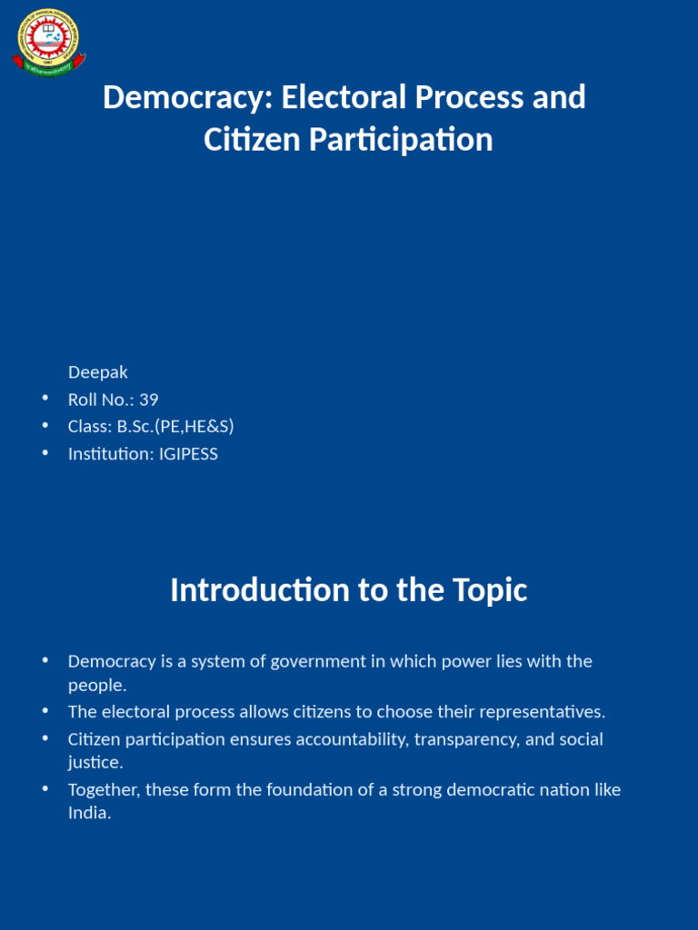 Democracy Electoral Process and Citizen Participation | PDF | Elections ...