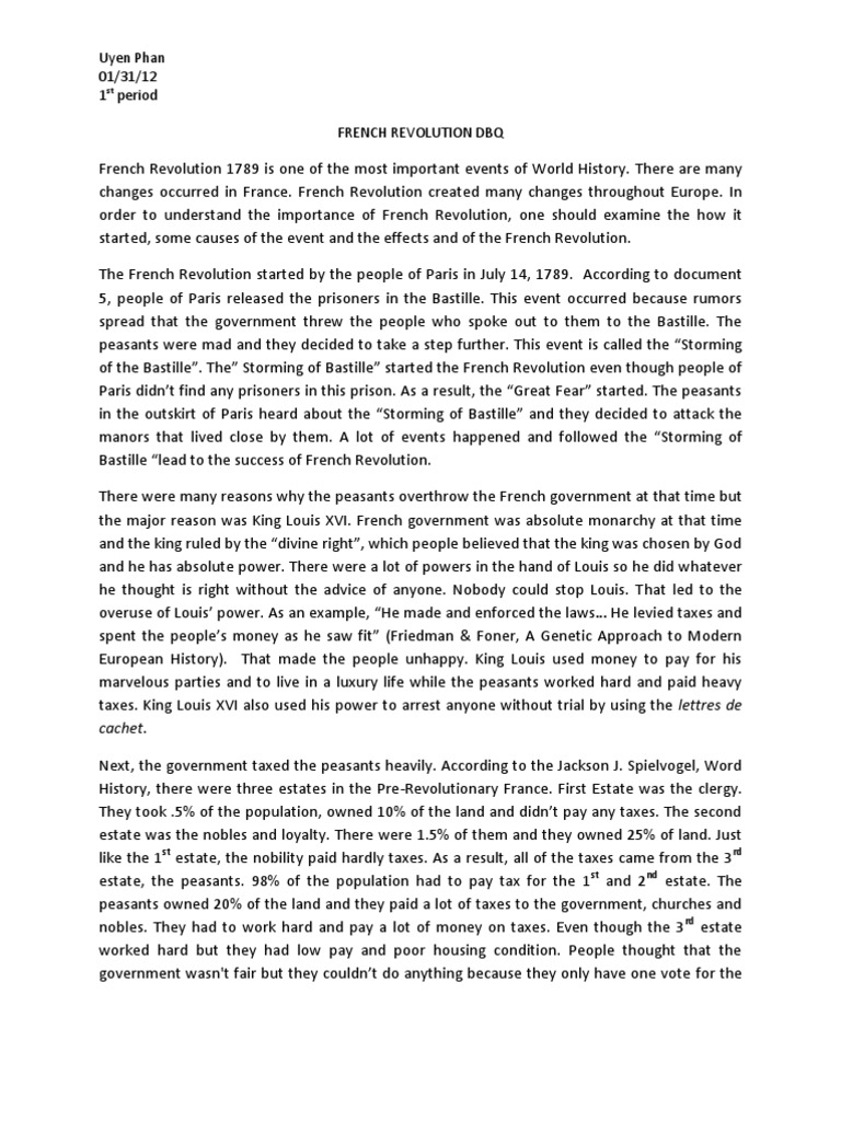 French Revolution DBQ | PDF | French Revolution | France