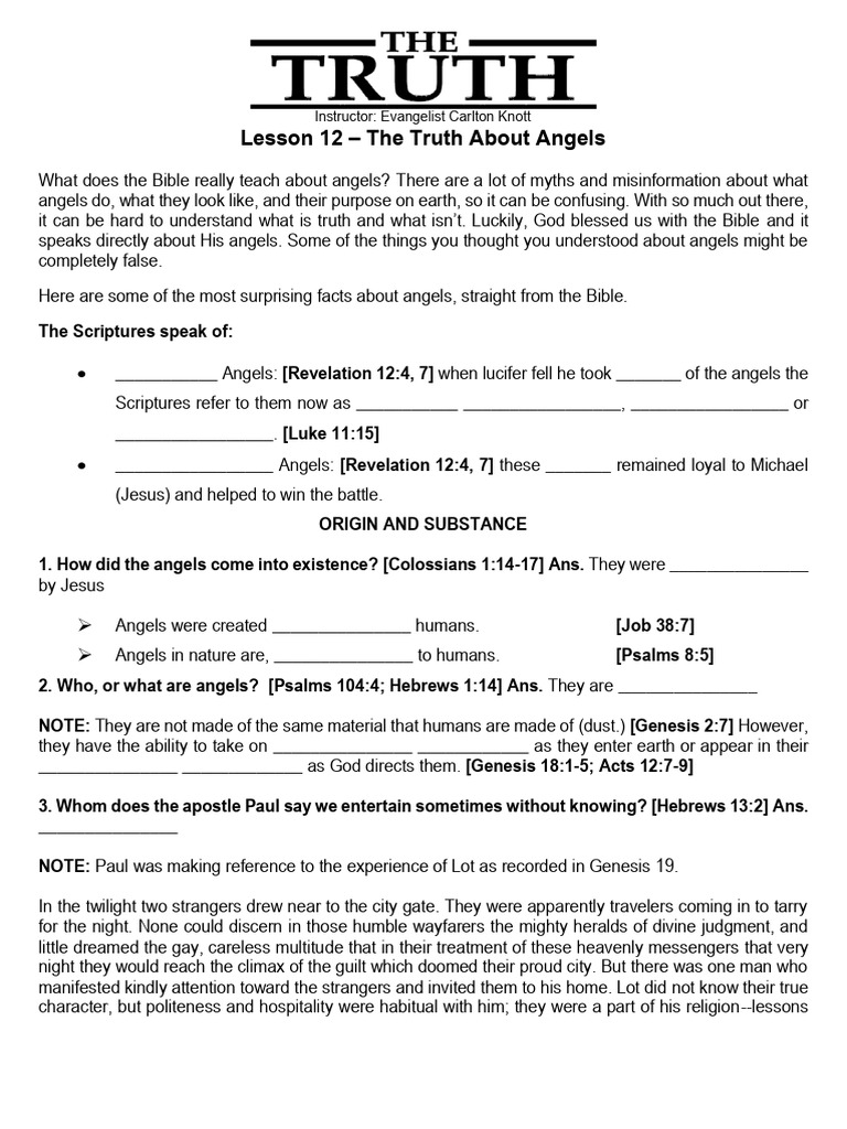 Lesson 12a The Truth About Angels | PDF | Angel | Nephilim