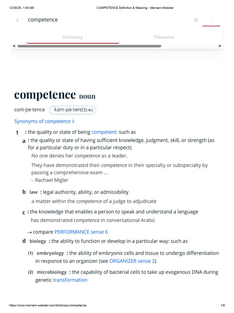 Definition and Examples of Competence | PDF | Lexicography | Lexicology