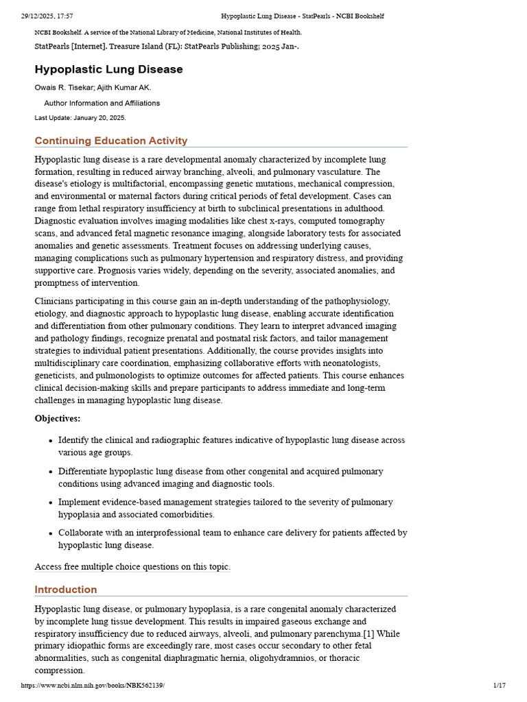 Understanding Hypoplastic Lung Disease | PDF | Respiratory Diseases | Lung