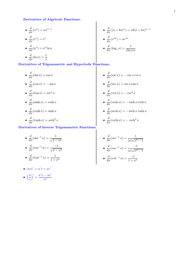 Engineering M1 Basic Diff and Int Concepts | PDF | Trigonometric ...