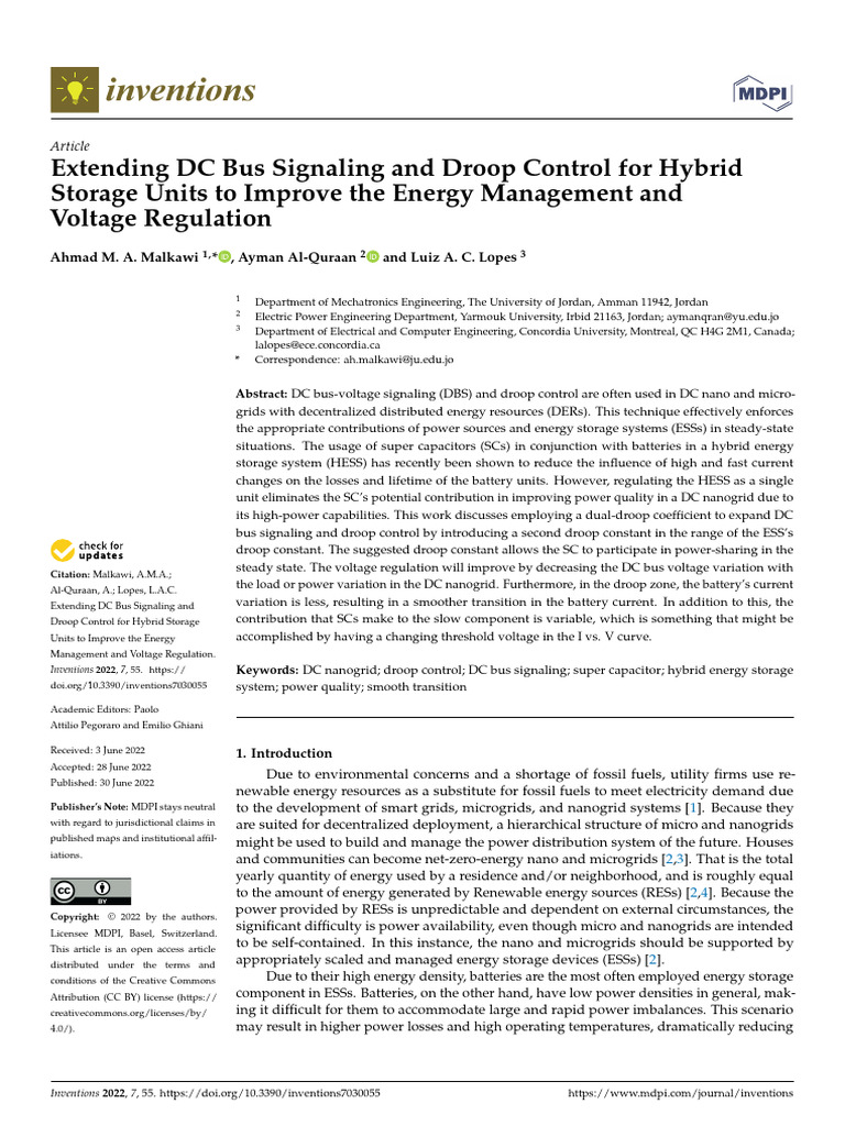 Extending DC Bus Signaling and Droop Control For H | PDF | Power ...