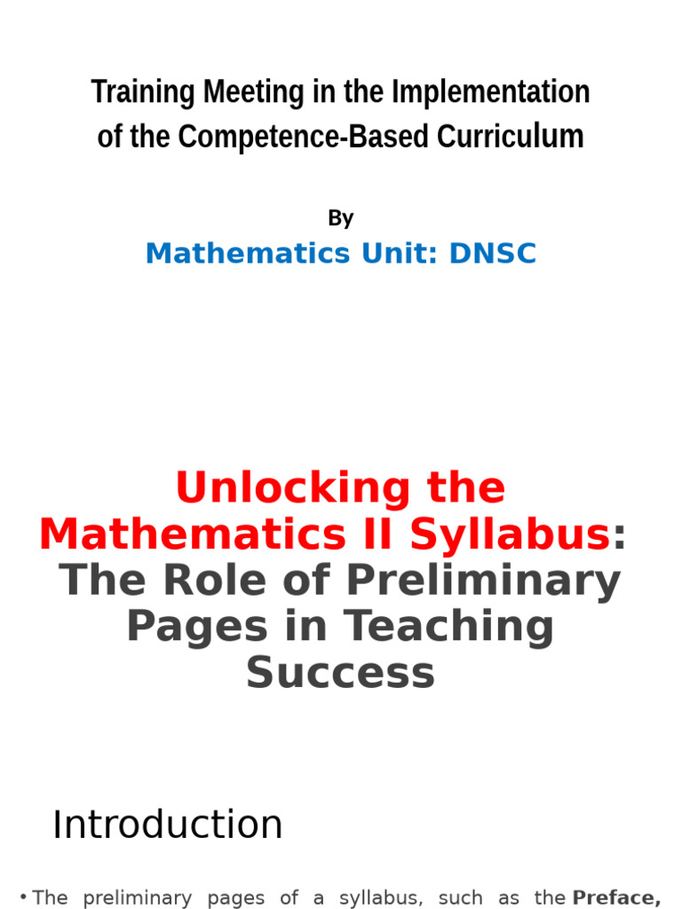 Unlocking The Mathematics II Syllabus | PDF | Educational Assessment ...