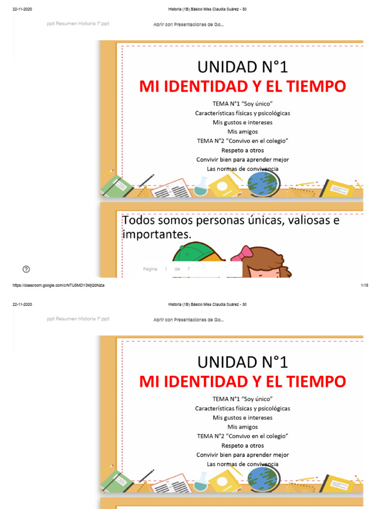 Unidad N°1 Mi identidad y el Tiempo | PDF