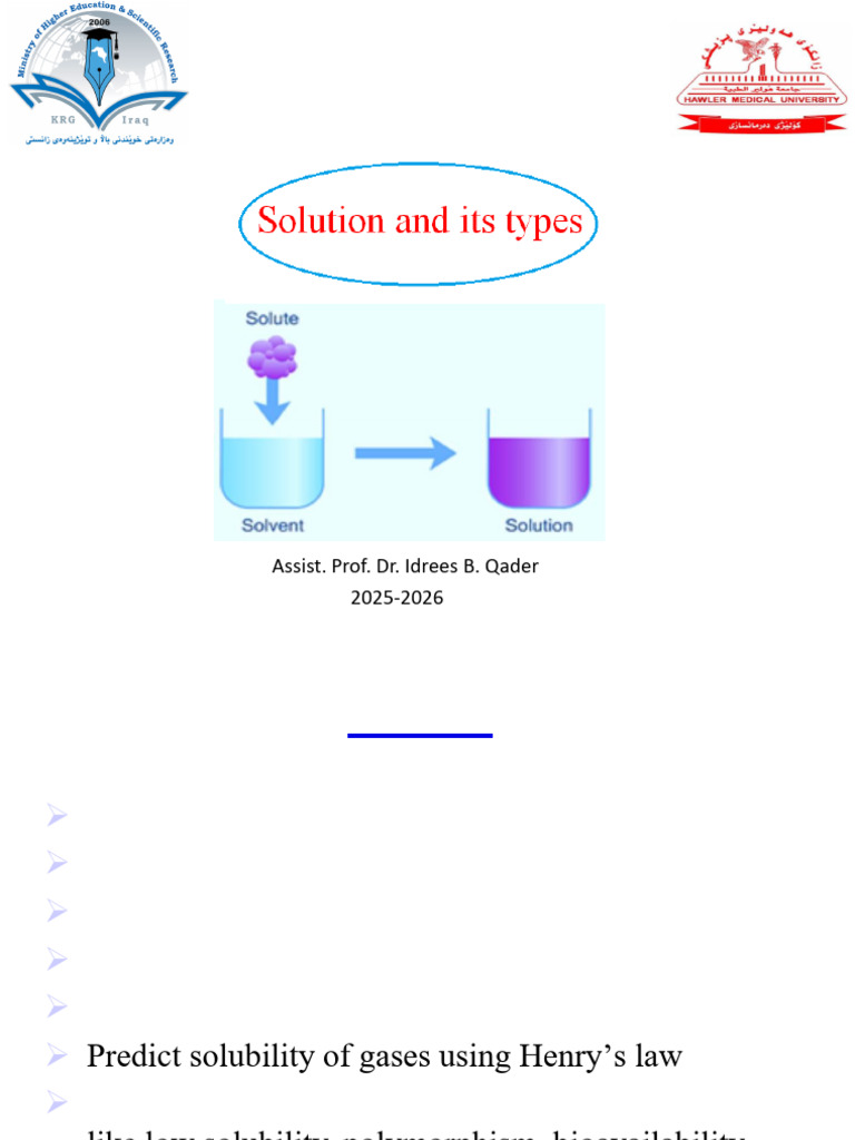 Chemistry For Pharmacy S (Solution and Its Types) | PDF | Chemical ...