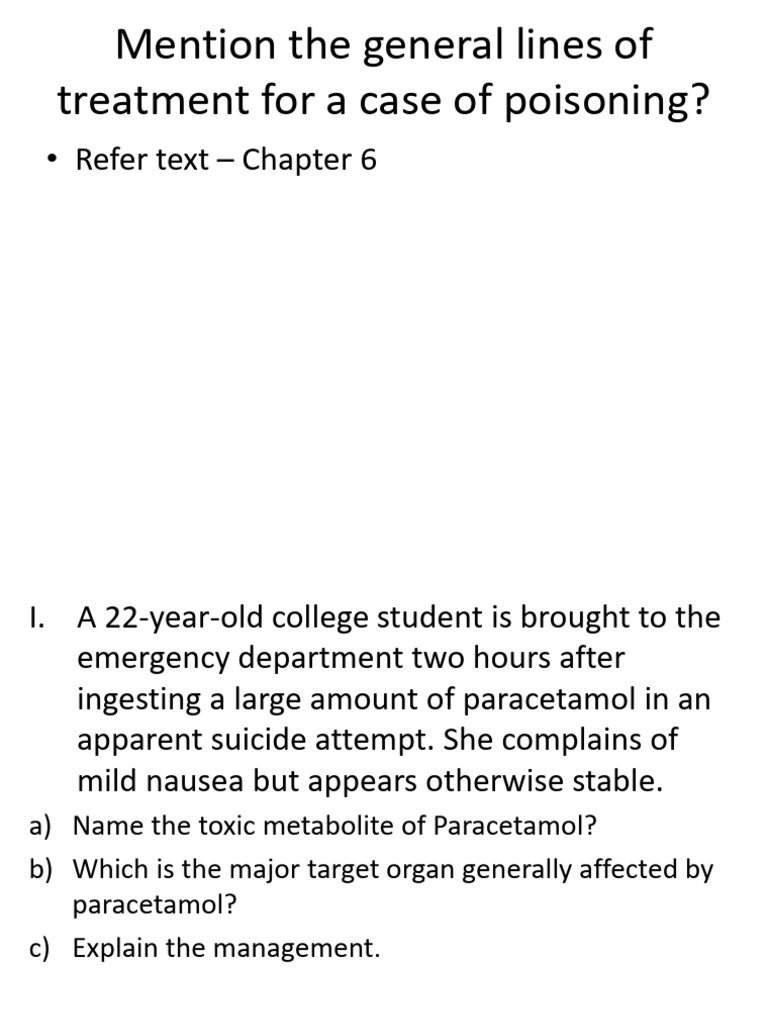 Paracetamol and Poisoning Treatment Guide | PDF | Drugs | Toxicology