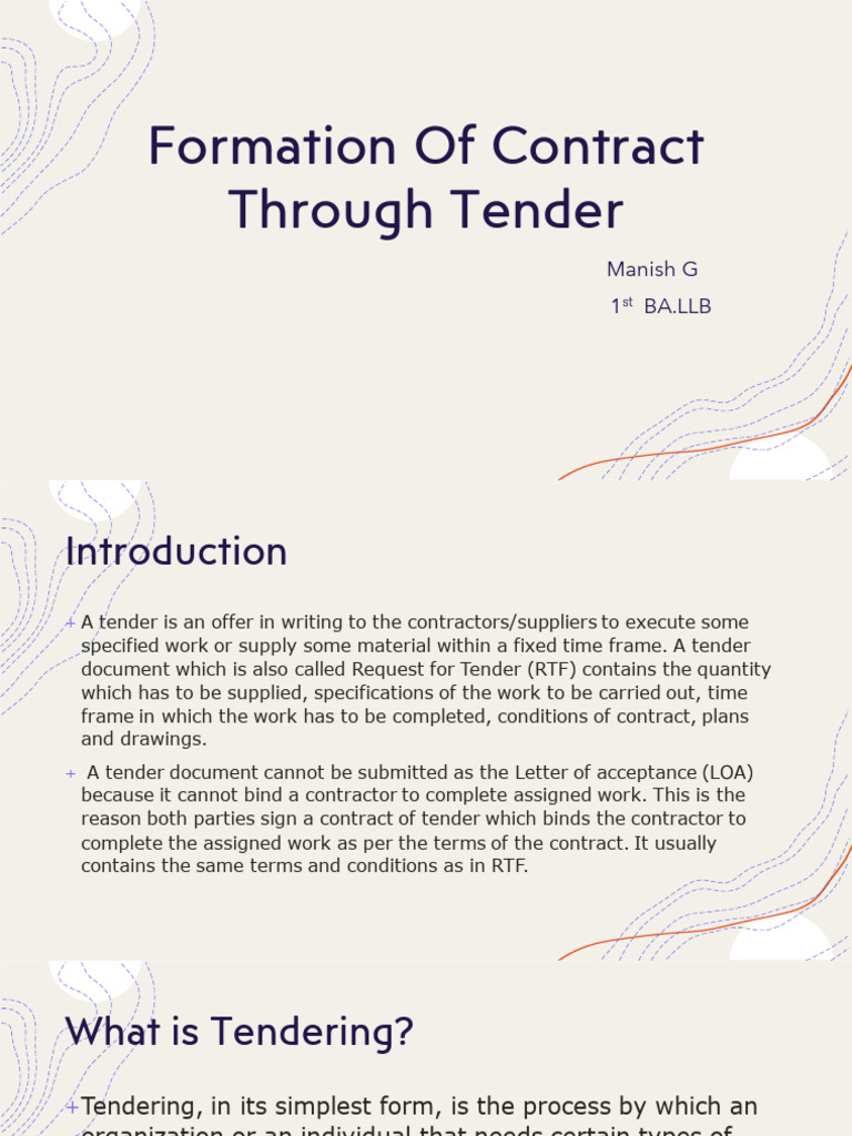 Formation of Contract Through Tender | PDF | Private Law | Business Law