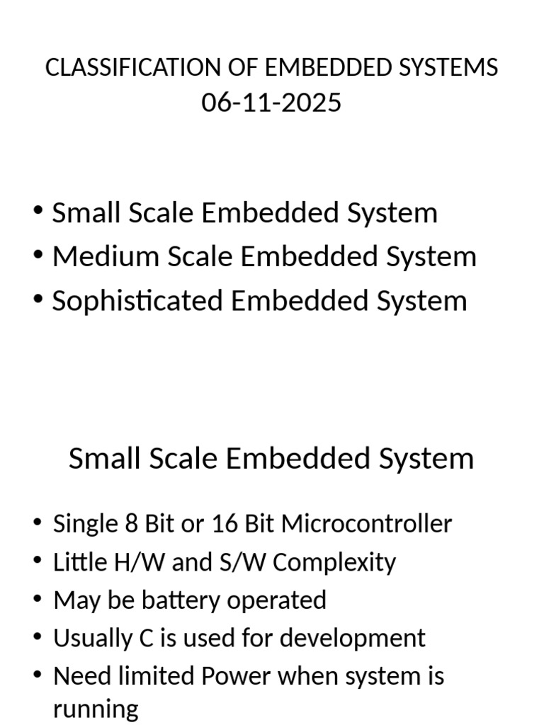 Classification of Embedded Systems | PDF | Embedded System ...