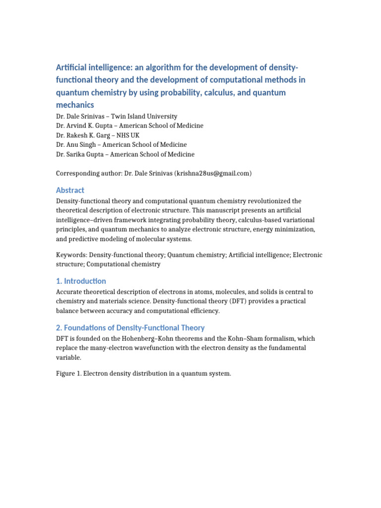 AI DFT Quantum Chemistry Elsevier | PDF | Density Functional Theory ...