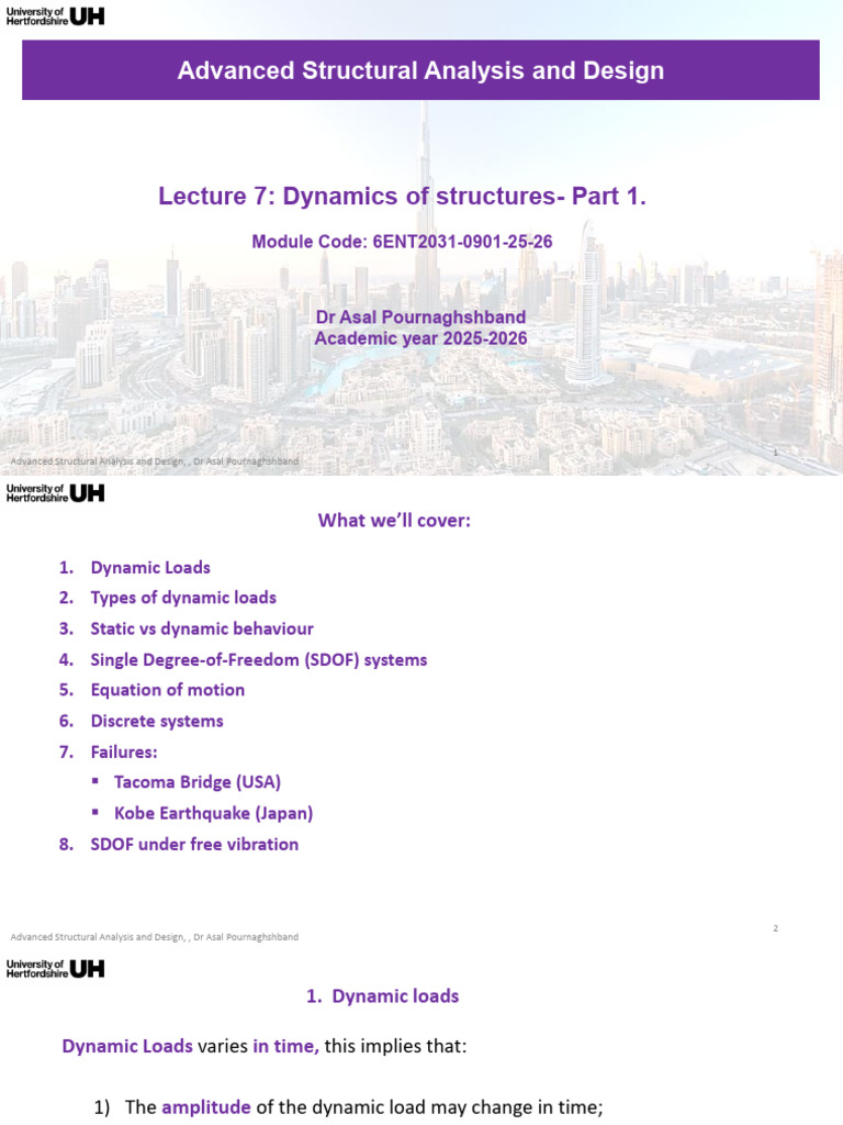 Lecture 7 - Dynamics of Structures Part 1 | PDF | Sine Wave | Oscillation