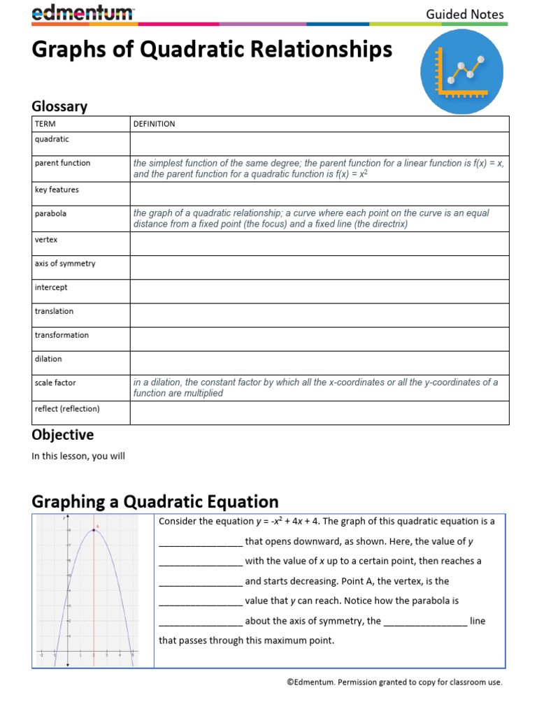 Graphing Quadratic Functions Guide | PDF | Mathematical Relations ...