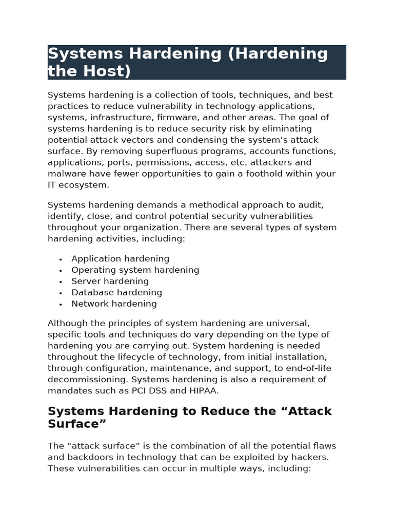 Essential Guide to Systems Hardening | PDF | Security | Computer Security