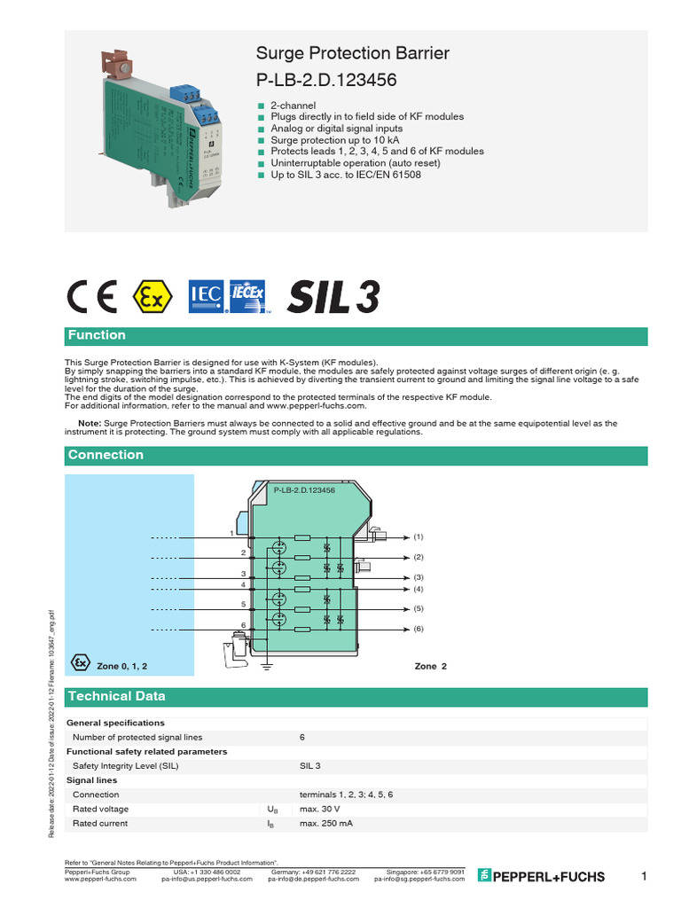 Surge Protection Barrier P-LB-2.D.123456: Function | PDF