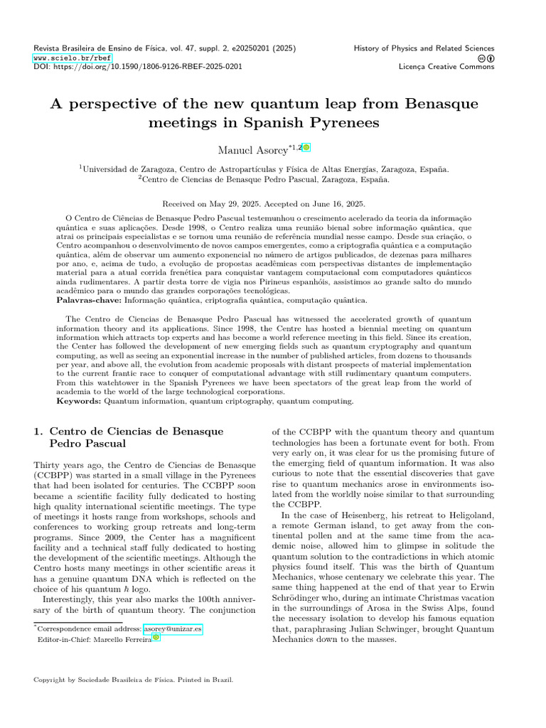A Perspective of The New Quantum Leap From Benasque | PDF | Quantum ...