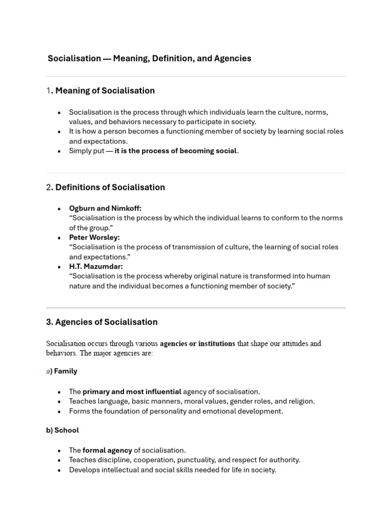 Sociology Final Topic 1 | PDF | Socialization | Value (Ethics)