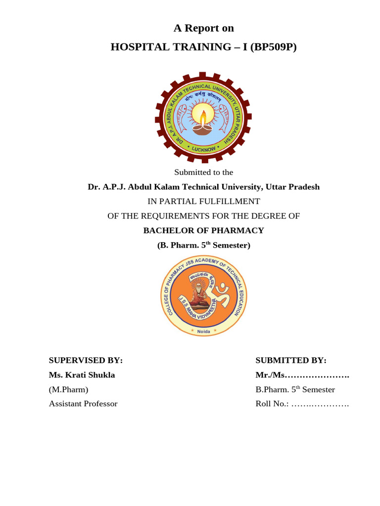 A Report On Hospital Training Cover 5th Sem 032049 | PDF ...