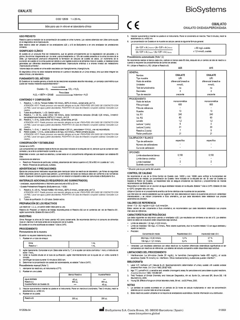 OXALATO | PDF | Agua