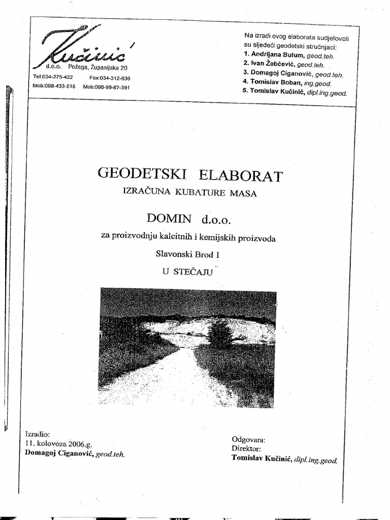 Geodetski Elaborat Izračuna Kubature Masa | PDF