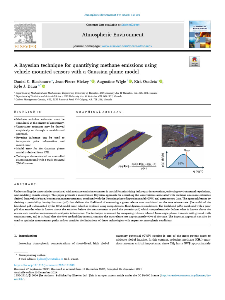 A Bayesian Technique For Quantifying Methane Emissions Using Vehicle ...