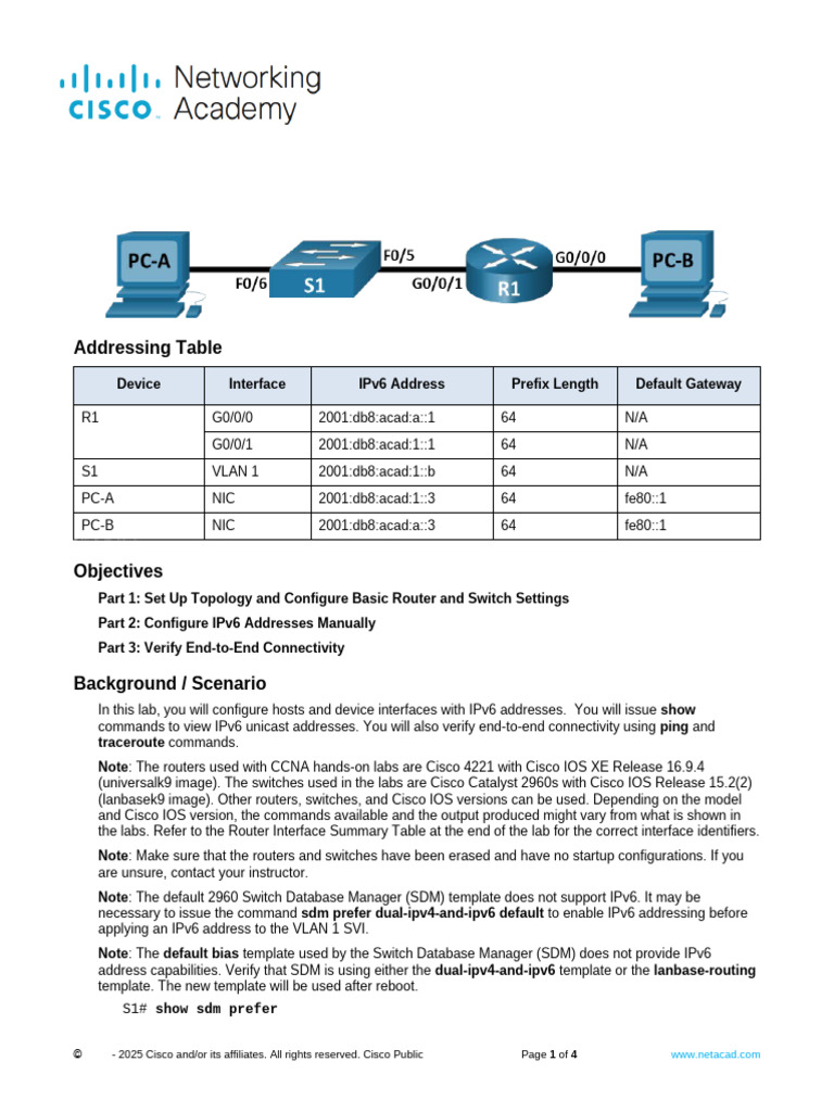 Configure IPv6 on Cisco Devices | PDF | I Pv6 | Internet Architecture