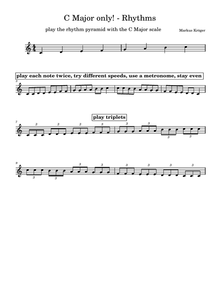 C Major Scale Rhythm Pyramid Guide | PDF | Elements Of Music | Musical ...