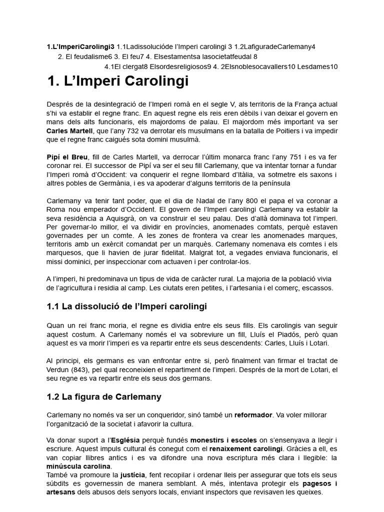 Unitat 4. L'Imperi Carolingi | PDF