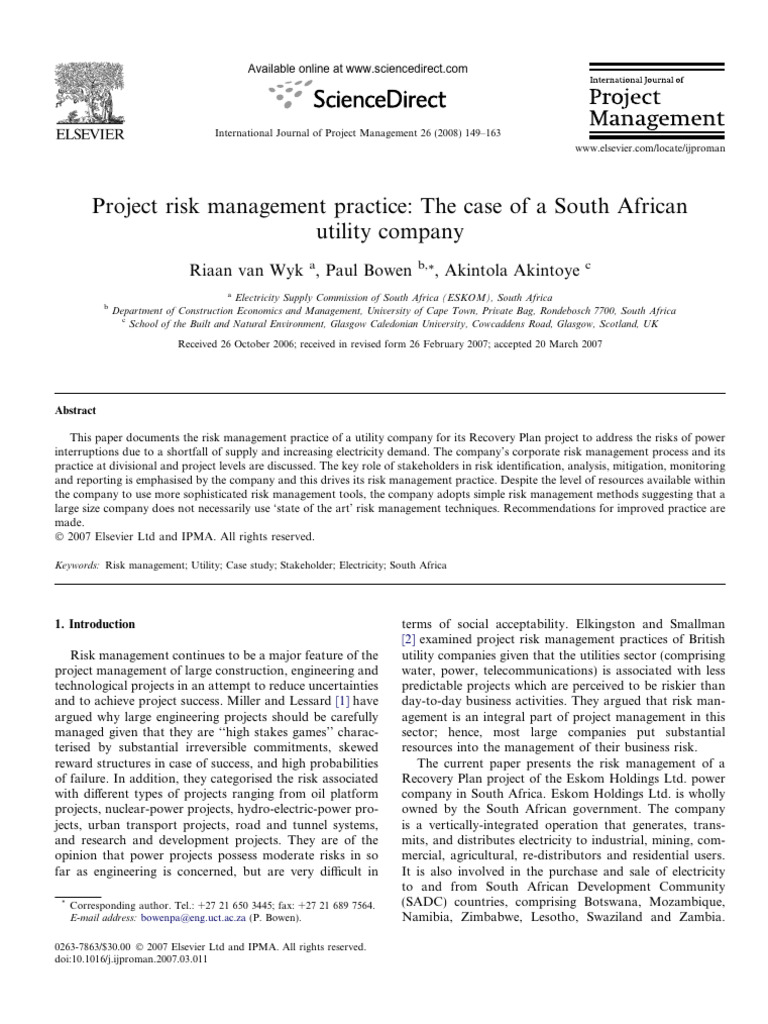 Project Risk Management Practice The Cas | PDF