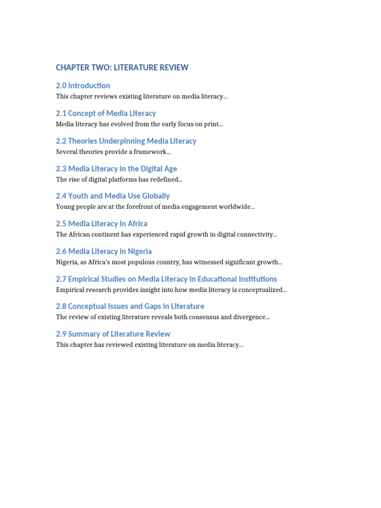Media Literacy Project Chapter Two | PDF
