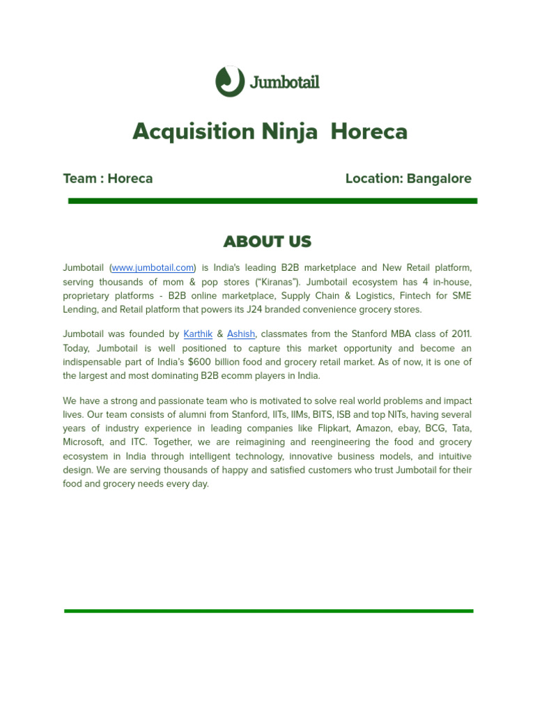 Jumbotail Horeca Acquisition Strategy | PDF | Marketing | Economies