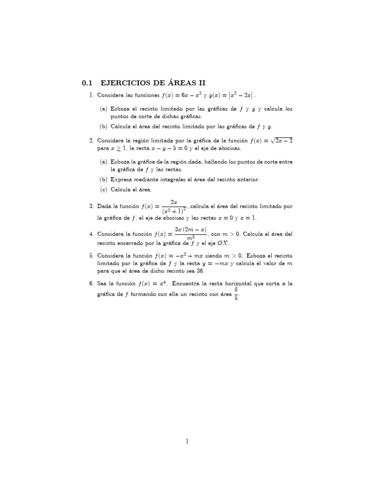Ejercicios de Cálculo de Áreas II | PDF