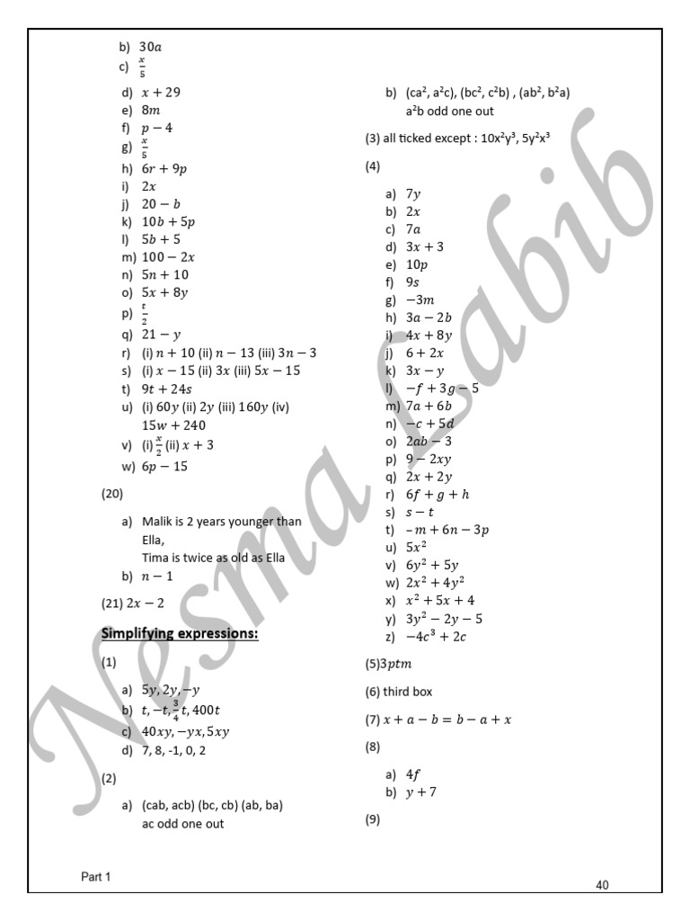 14-10 Forming and Simplifying Expressions MS | PDF