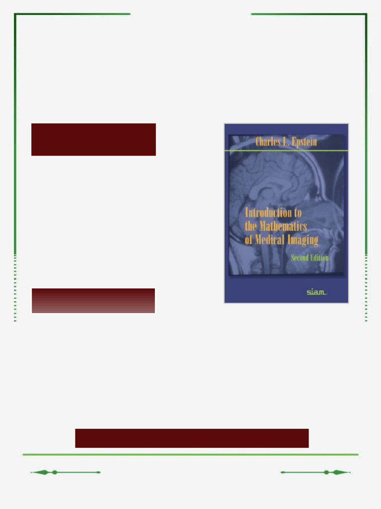 Introduction To The Mathematics of Medical Imaging 2nd Edition Charles ...