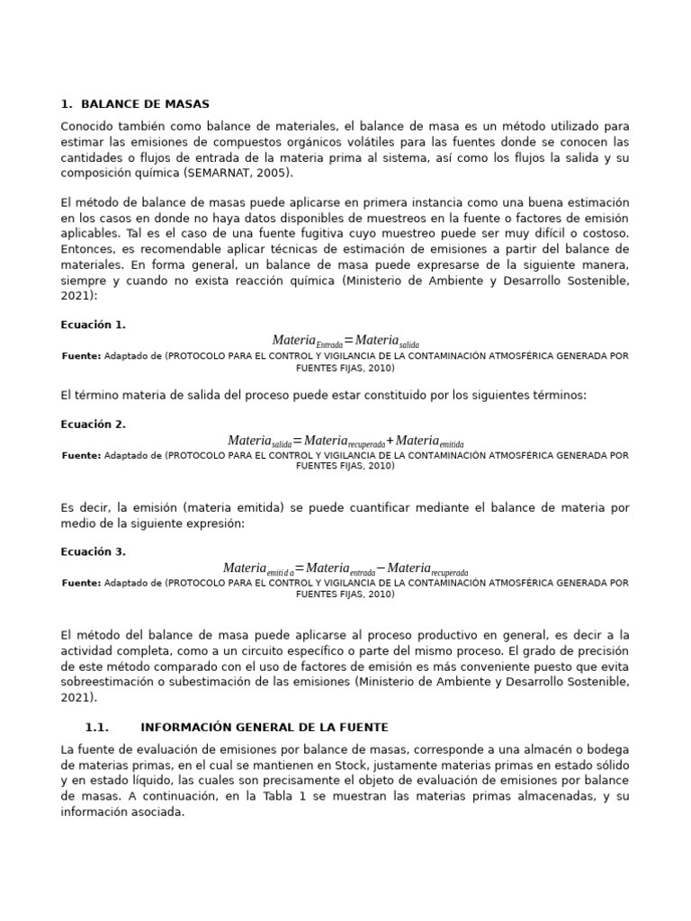Balance de Masas en Almacenamiento de COVs | PDF | Contaminación ...