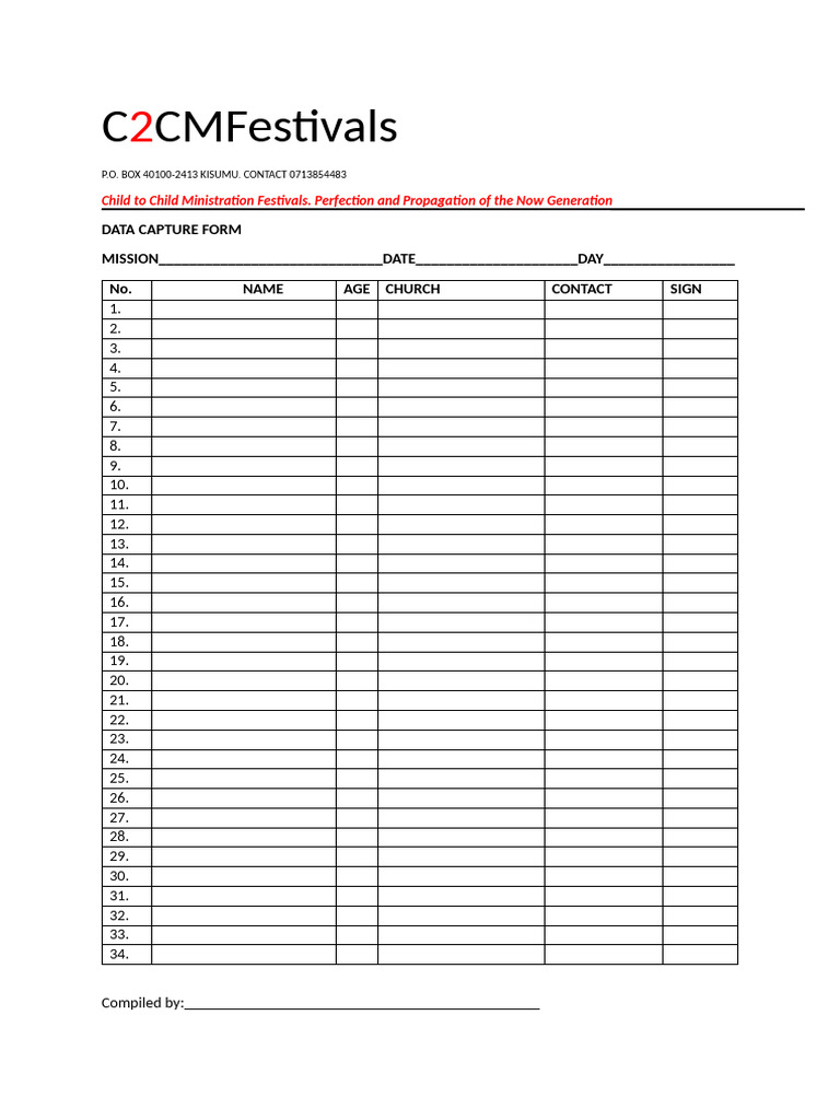 C2CMFestivals Data Capture Form | PDF