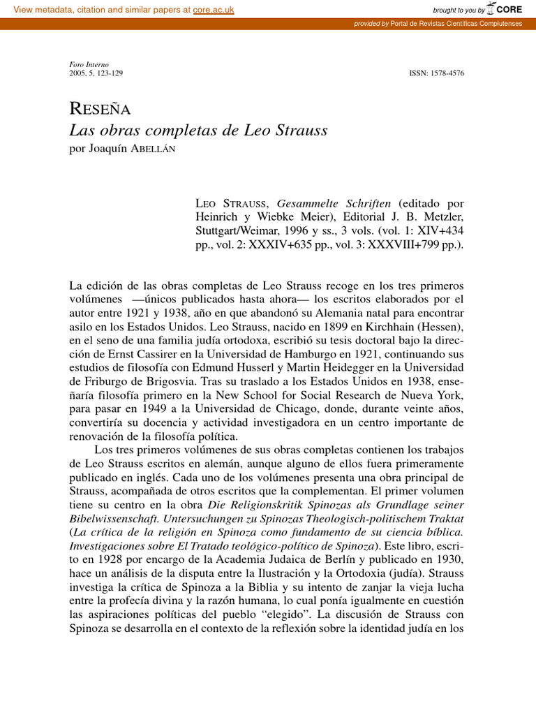 Reseña de las Obras Completas de Leo Strauss | PDF | Platón | Leo Strauss