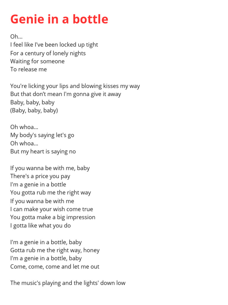 Genie in a Bottle Lyrics Analysis | PDF
