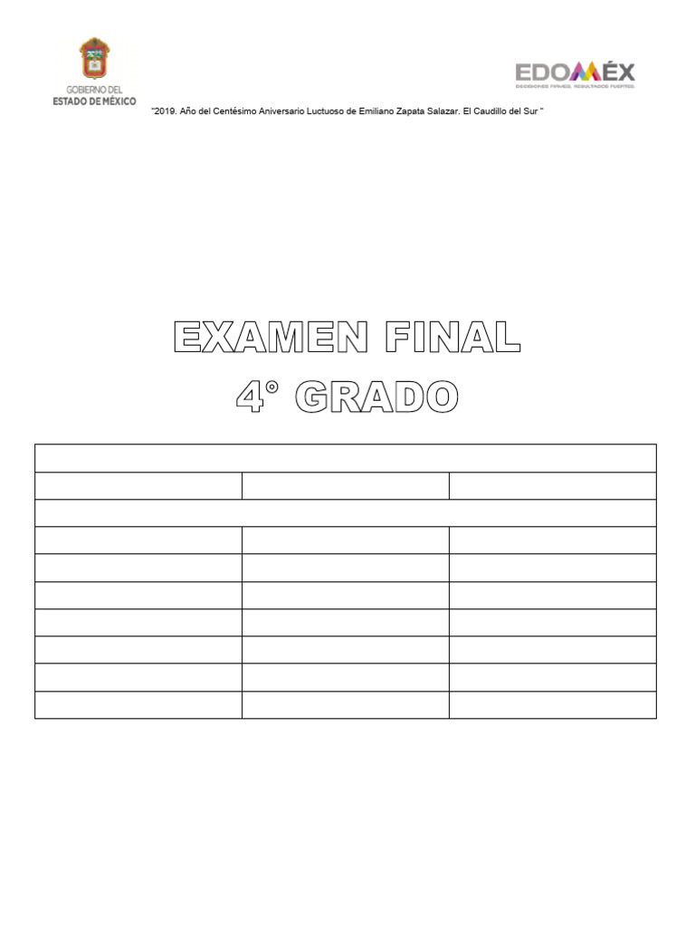Examen de Evaluación Escolar 2018-2019 | PDF | Araña | Nueva españa