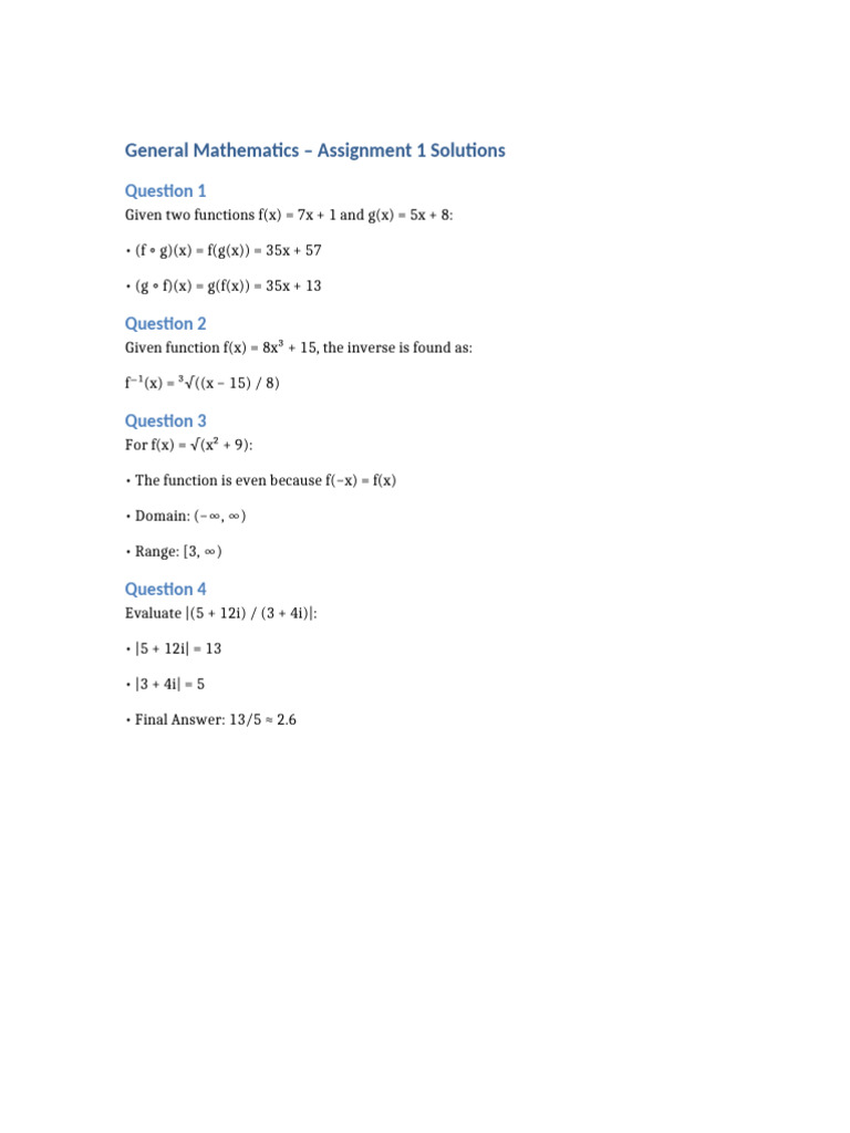 Assignment1 Solutions | PDF
