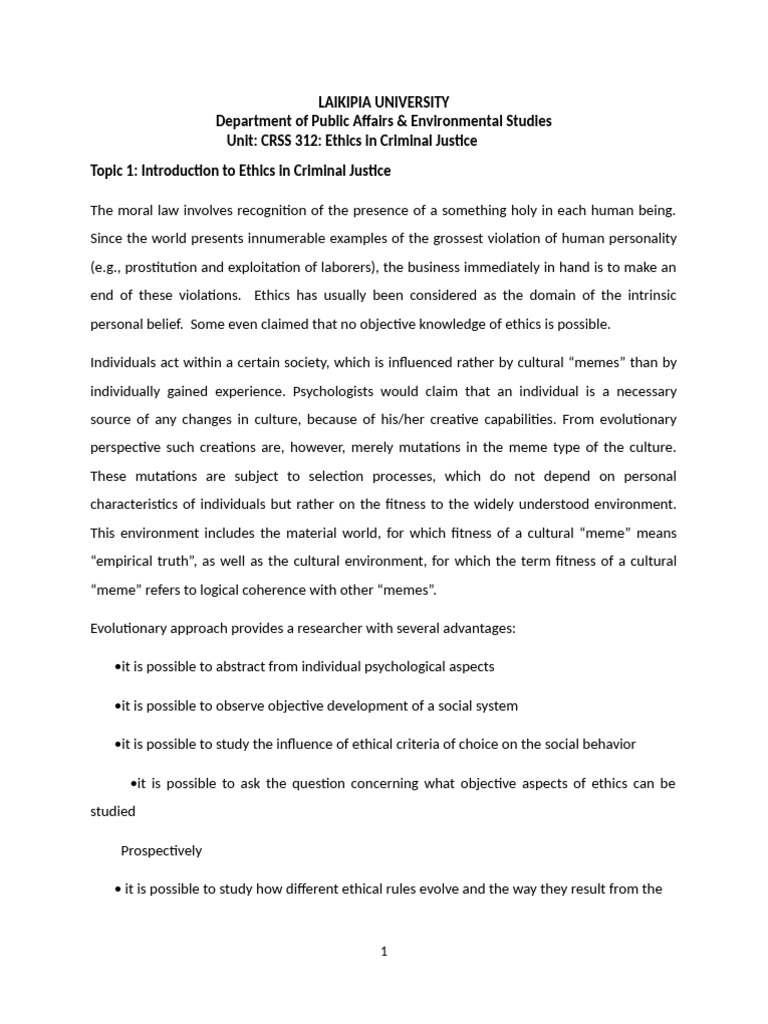 Ethics in Criminal Justice Overview | PDF | Integrity | Morality