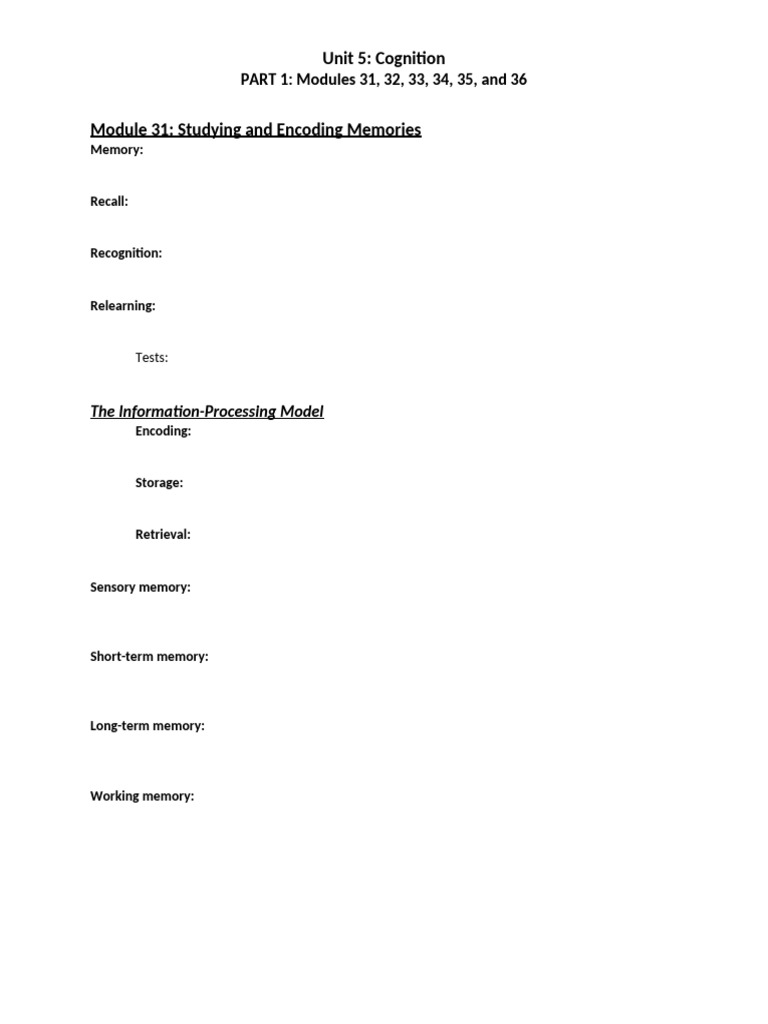 Understanding Cognition and Memory | PDF | Memory | Recall (Memory)
