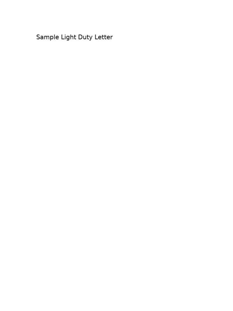 Sample Light Duty Job Offer Letter | PDF