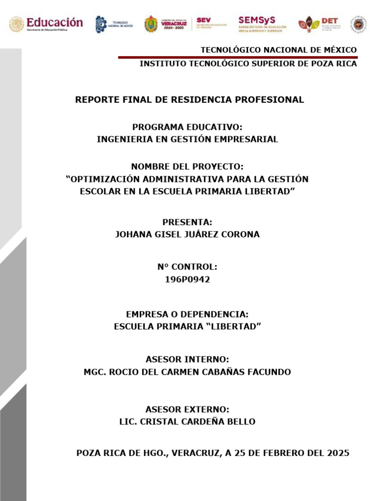 2. Reporte Técnico de Residencia Profesional (1) | PDF | Escuelas ...