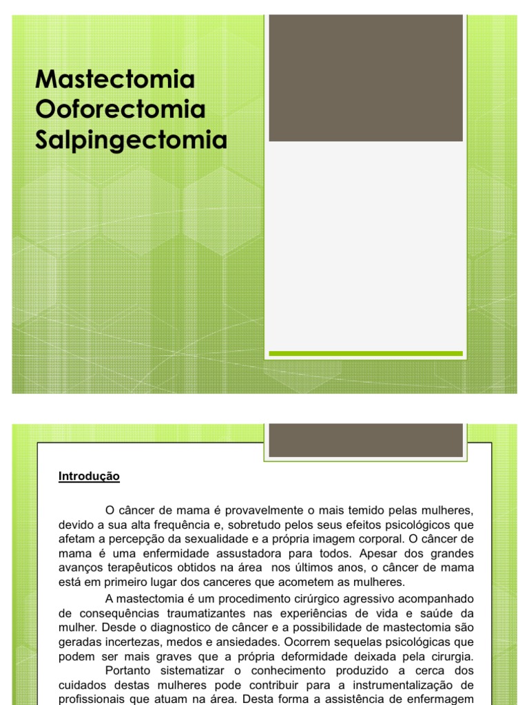 Cuidados Pós-Mastectomia: Enfermagem | PDF | Câncer de mama | Câncer