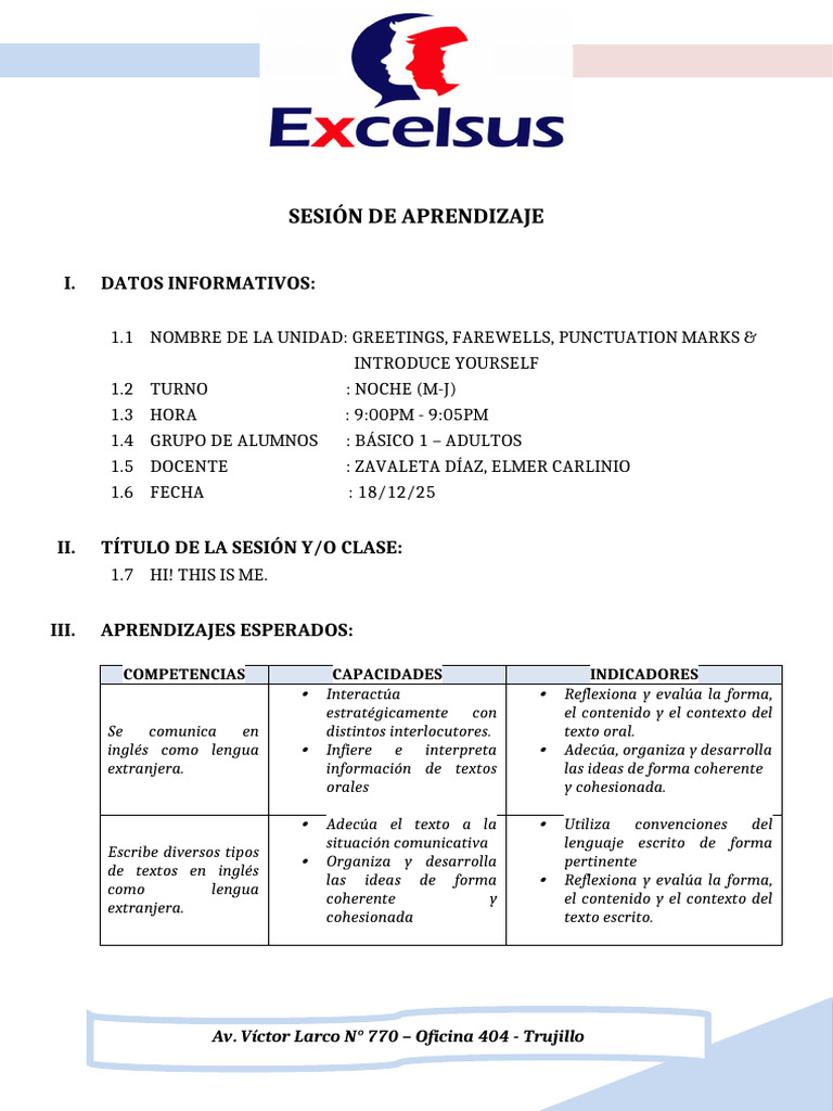 Sesión 3, Básico 02 (M-j) - Mr. Zavaleta | PDF | Enseñando | Cognición