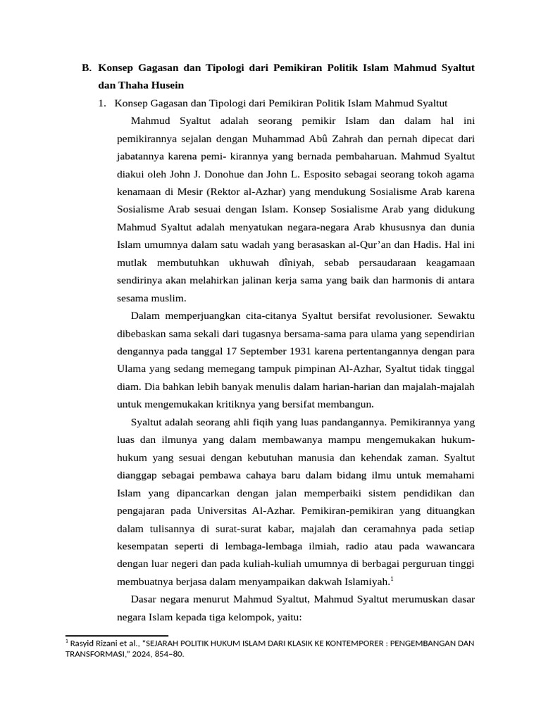 Konsep Gagasan Dan Tipologi Dari Pemikiran Politik Islam Mahmud Syaltut ...